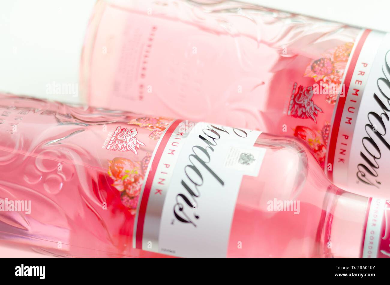 LONDON, UK - 21 JUNE 2023 Gordon's Pink is a combination of Gordon's ...