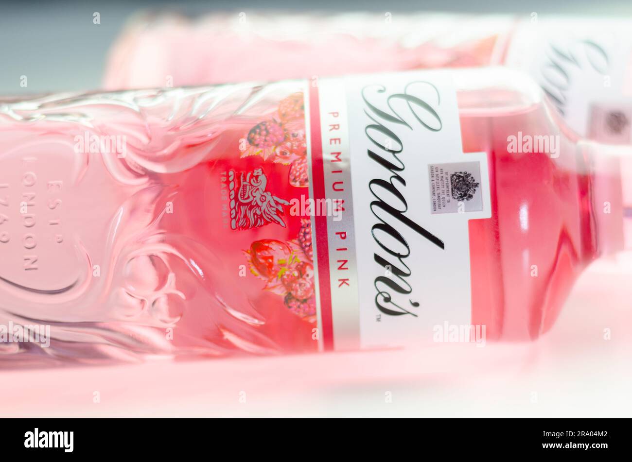 LONDON, UK - 21 JUNE 2023 Gordon's Pink is a combination of Gordon's ...