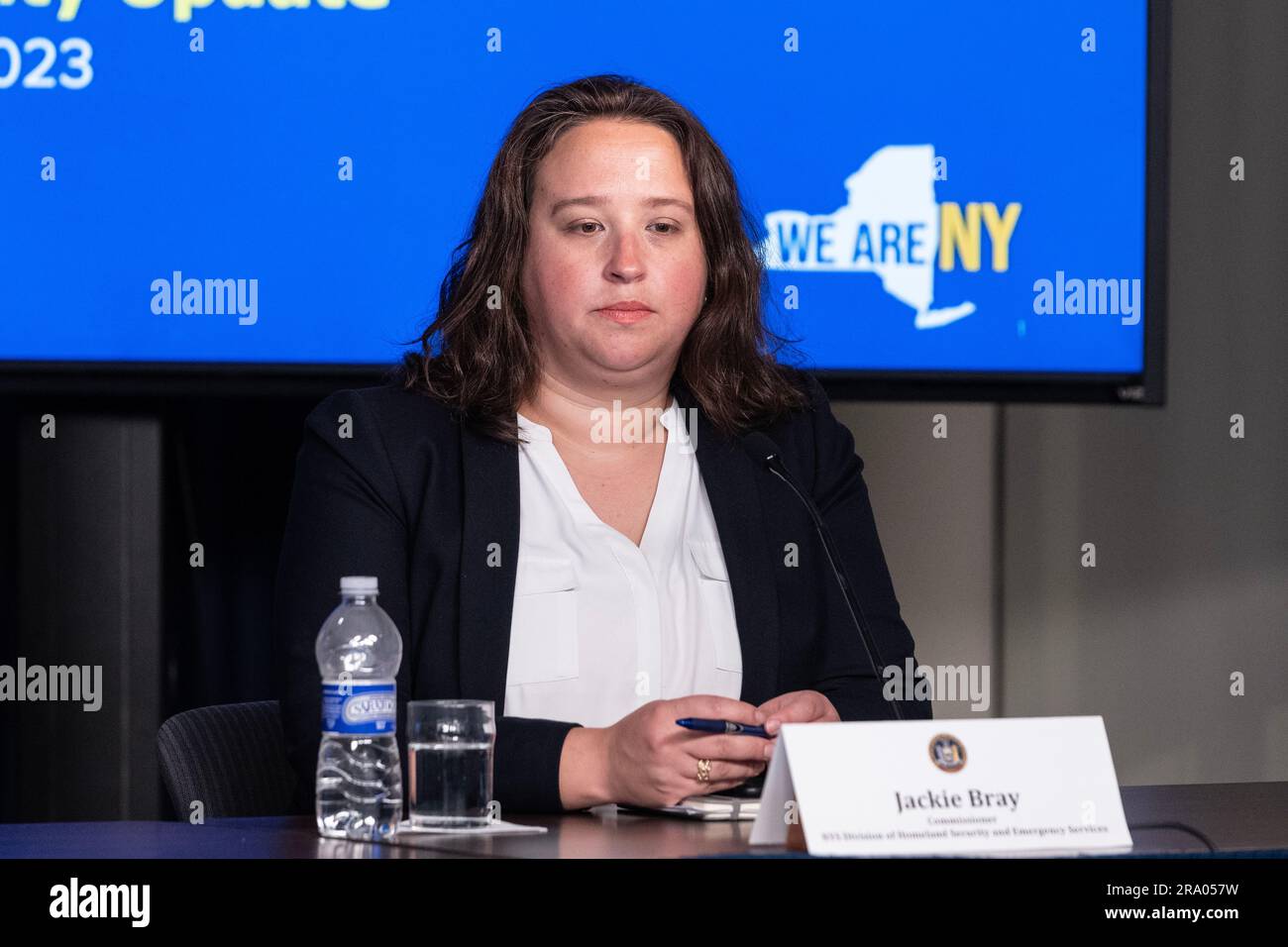 Jackie Bray attends Governor Kathy Hochul press briefing at office on ...