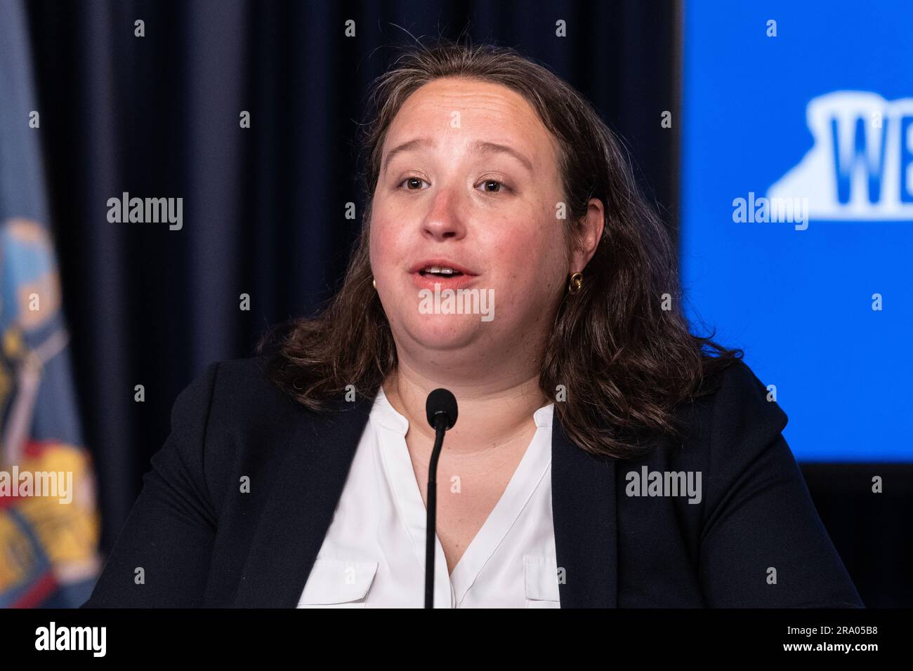 Jackie Bray speaks during Governor Kathy Hochul press briefing press ...