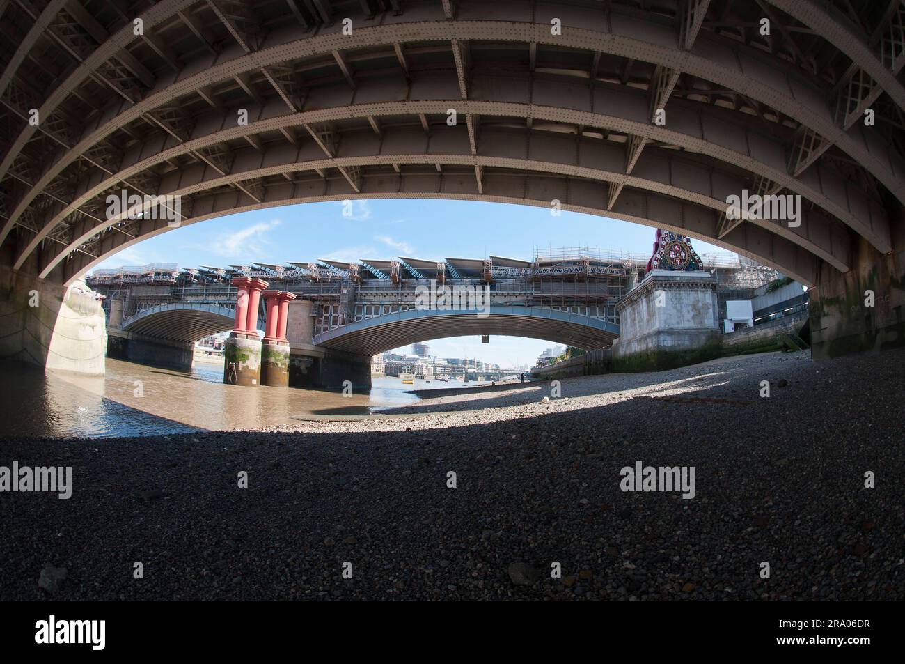 Blackfriars railway bridge with the original Red columns next to it ...