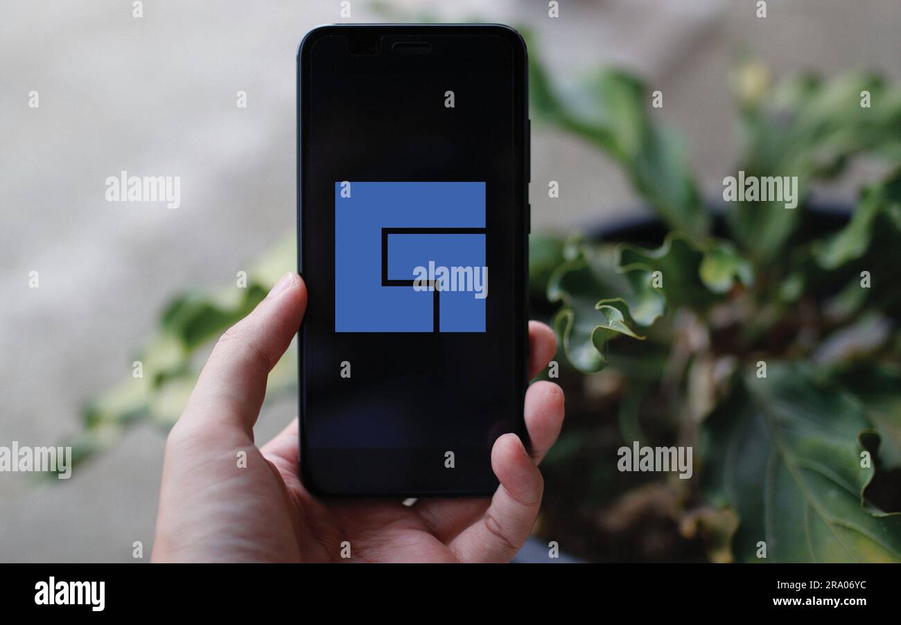 In this photo illustration, Facebook logo is displayed on the screen ...