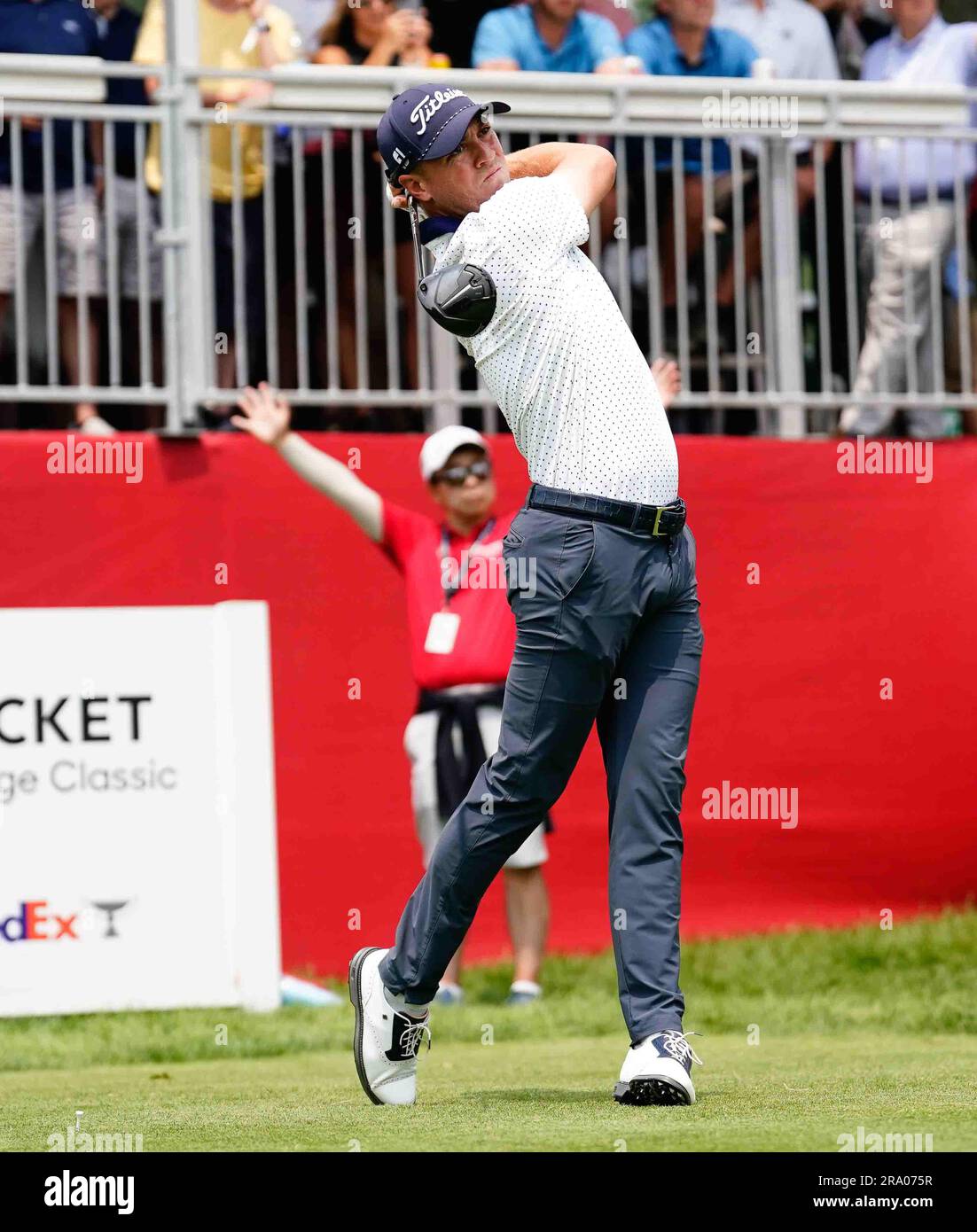 Detroit, Michigan, USA. 29th June, 2023. June 29, 2023. JUSTIN THOMAS tees off on the 4th hole ...