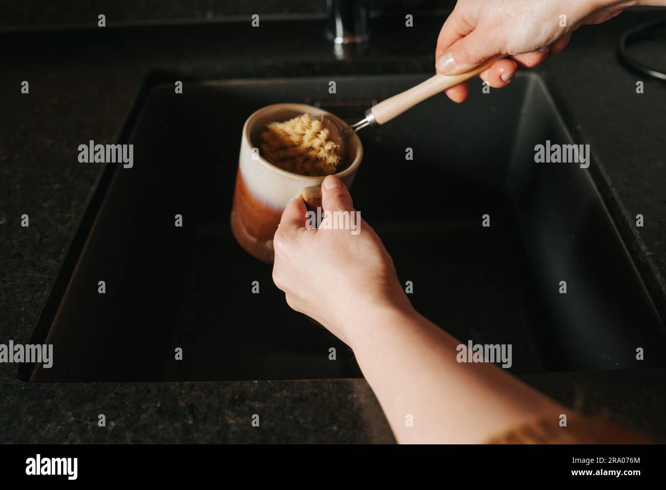 Zero waste cleaning.Mugs wash with a brush.Ecofriendly housekeeping and ...
