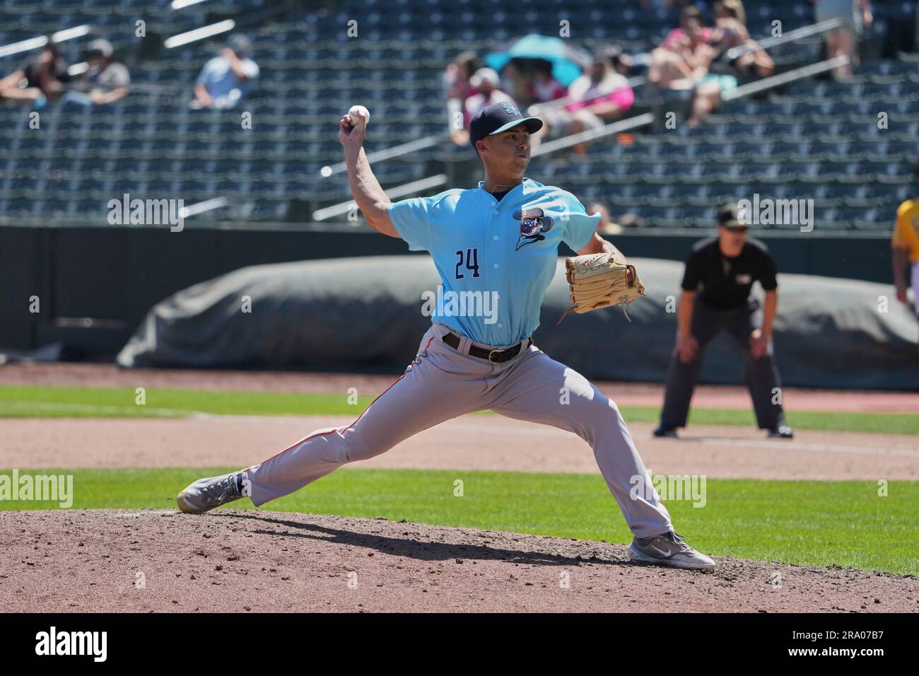 Salt Lake UT, USA. 25th June, 2023. Sugar Land pitcher Jimmy Endersby ...