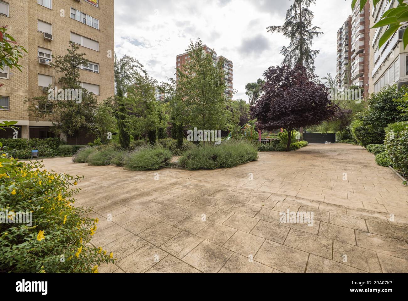 Common landscaped areas on the ground floor of an urban residential ...