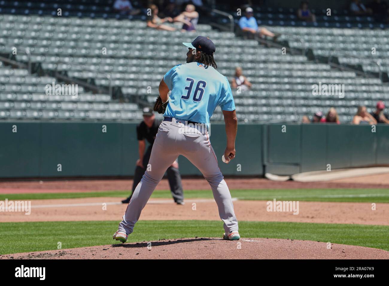 Salt Lake UT, USA. 25th June, 2023. Sugar Land pitcher Jairo Solis (36 ...