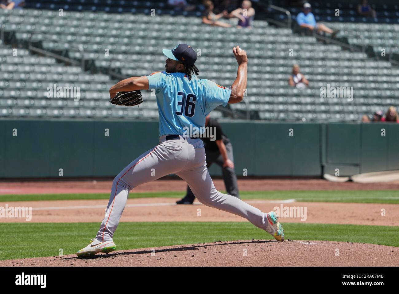 Salt Lake UT, USA. 25th June, 2023. Sugar Land pitcher Jairo Solis (36 ...