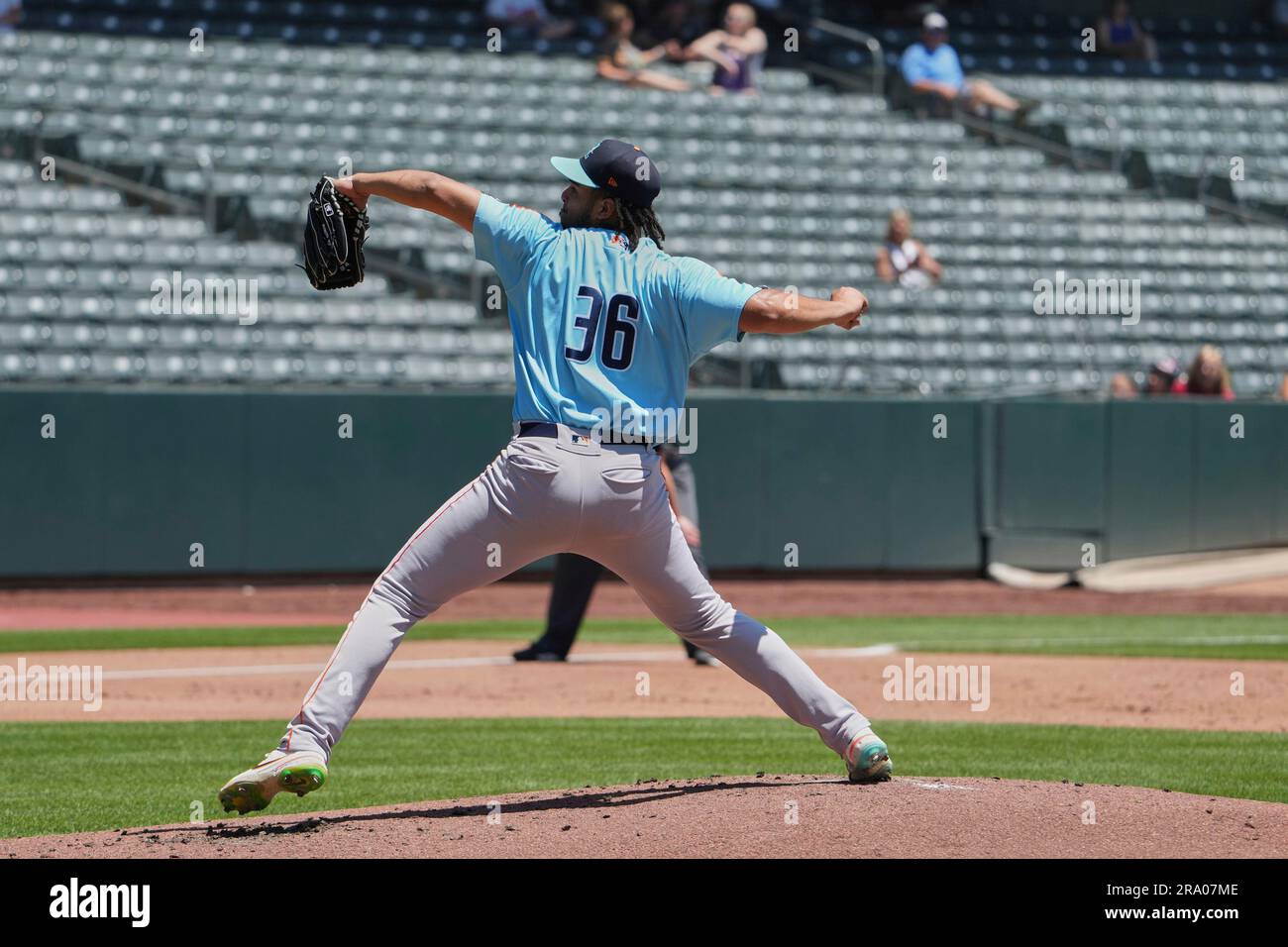 Salt Lake UT, USA. 25th June, 2023. Sugar Land pitcher Jairo Solis (36 ...