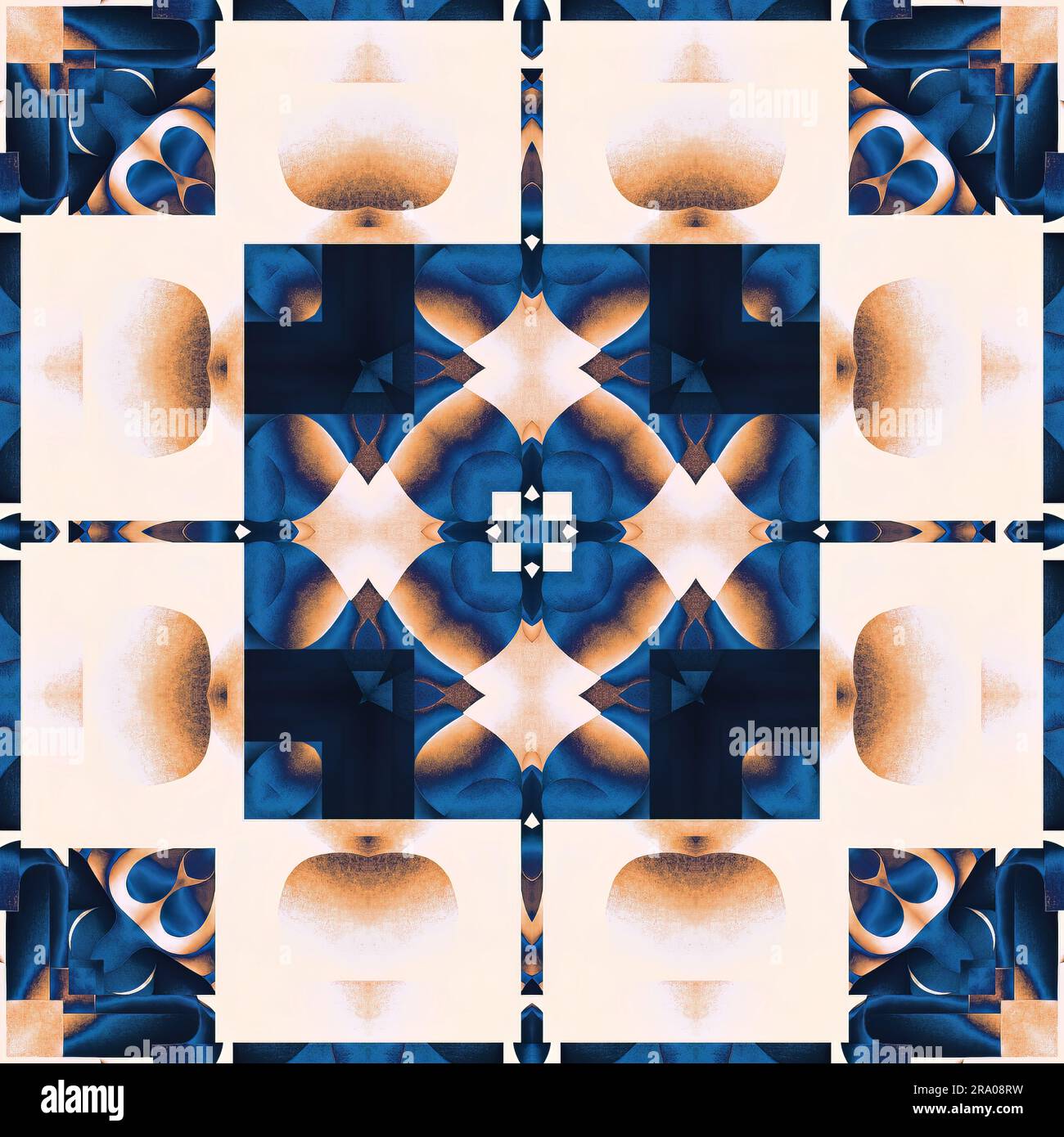 Indigo Blue white watercolor batik blur azulejos tile background ...