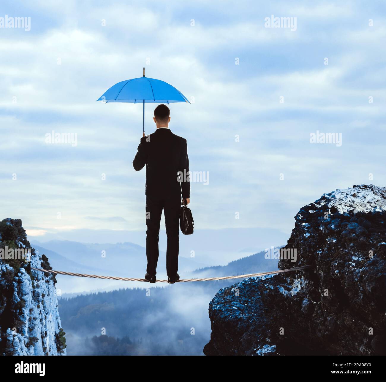 Risks and challenges of entrepreneurship. Businessman with portfolio ...