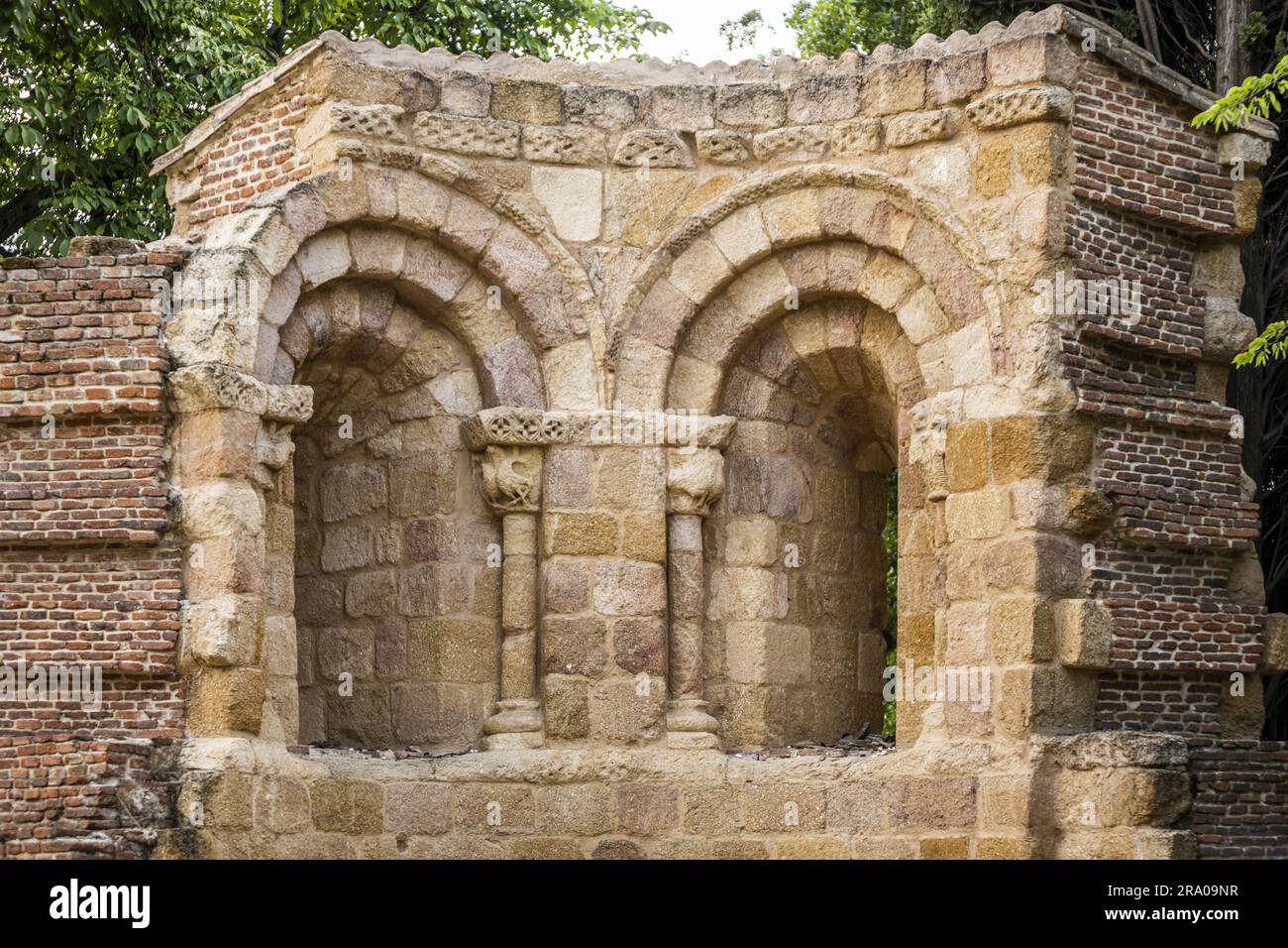 Interior walls of a church of Spanish Romanesque construction preserved ...