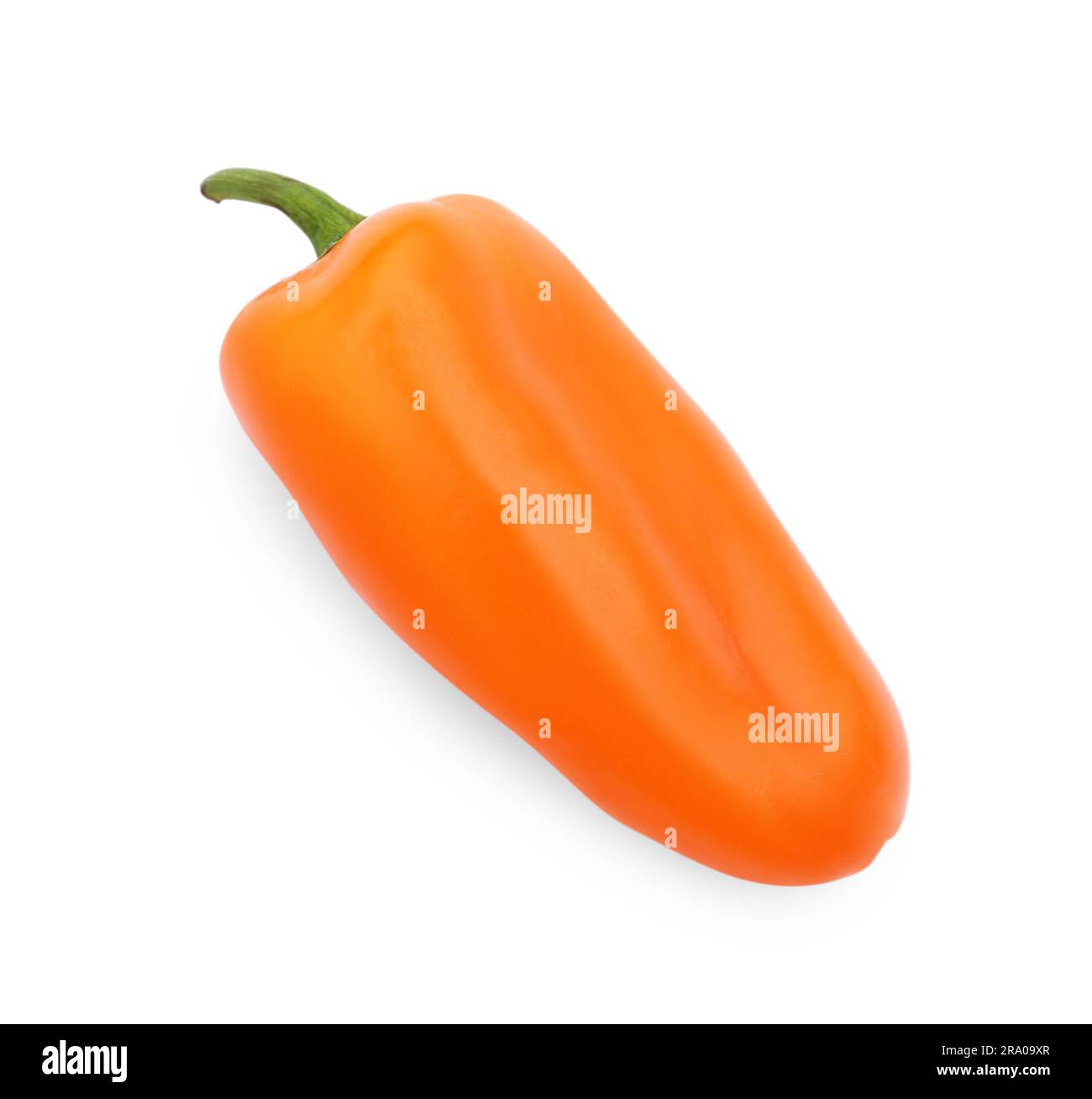 Fresh raw orange hot chili pepper isolated on white, top view Stock ...