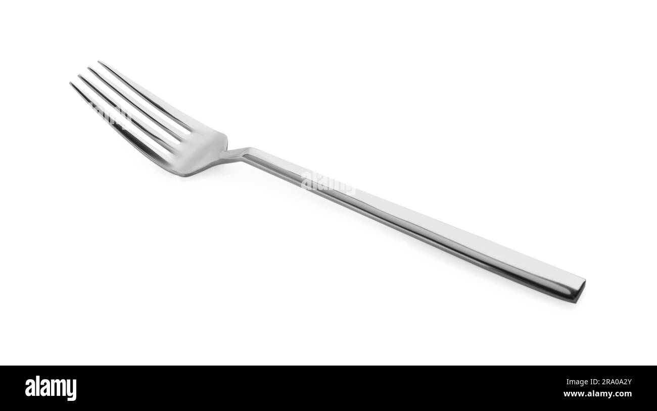 One shiny metal fork isolated on white Stock Photo - Alamy