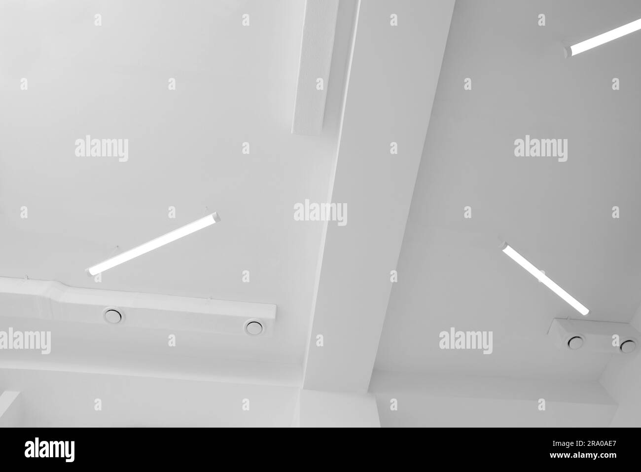 Ceiling with modern lights in room, bottom view Stock Photo - Alamy