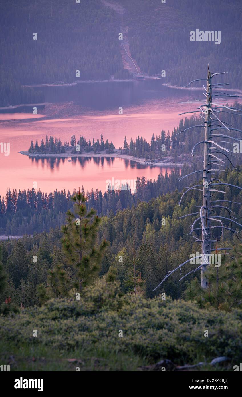 Zoomed in view of Union Valley reservoir from Big Hill lookout in El ...