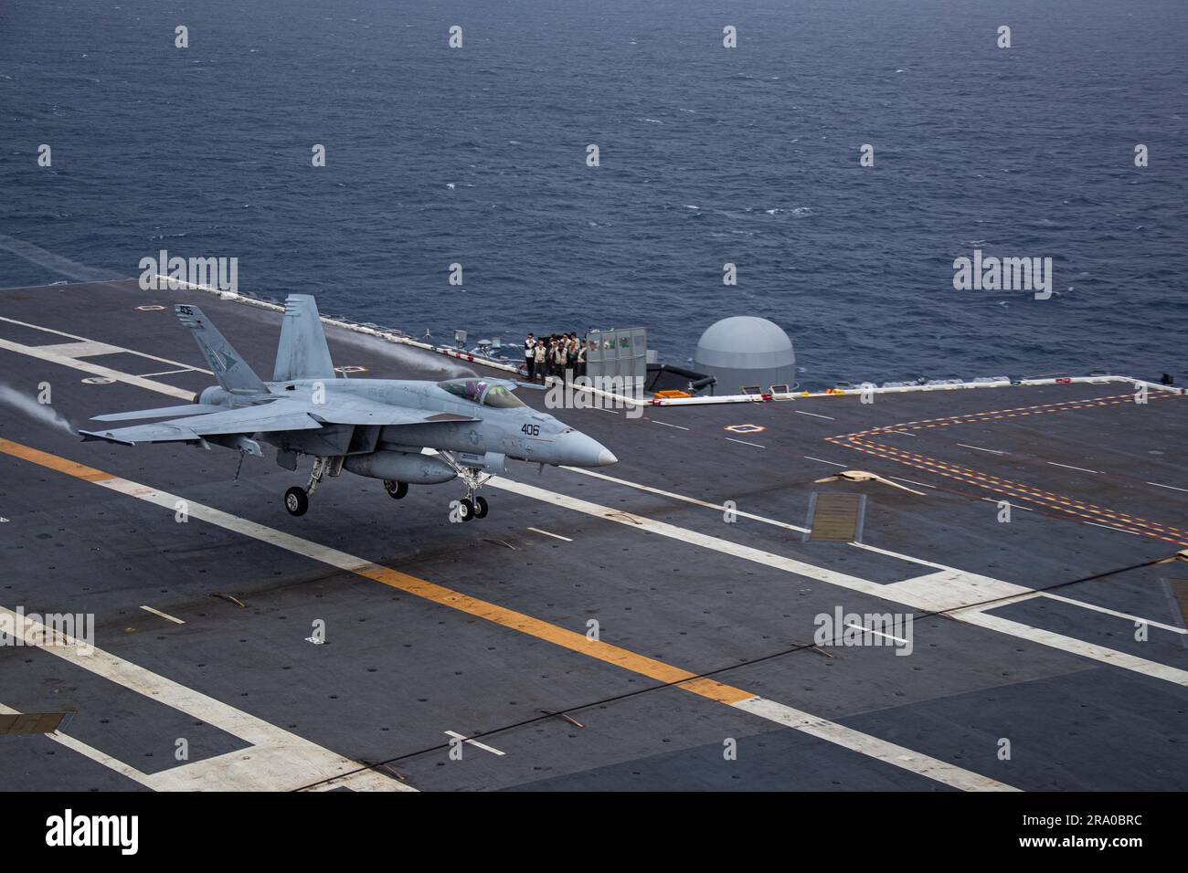 An F/A-18E Super Hornet assigned to the “Sunliners” of Strike Fighter ...