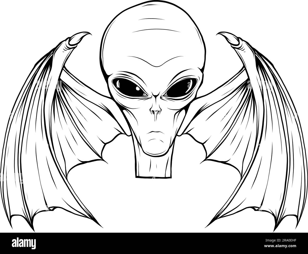 Illustration of alien head in monochrome style. Vector illustration ...