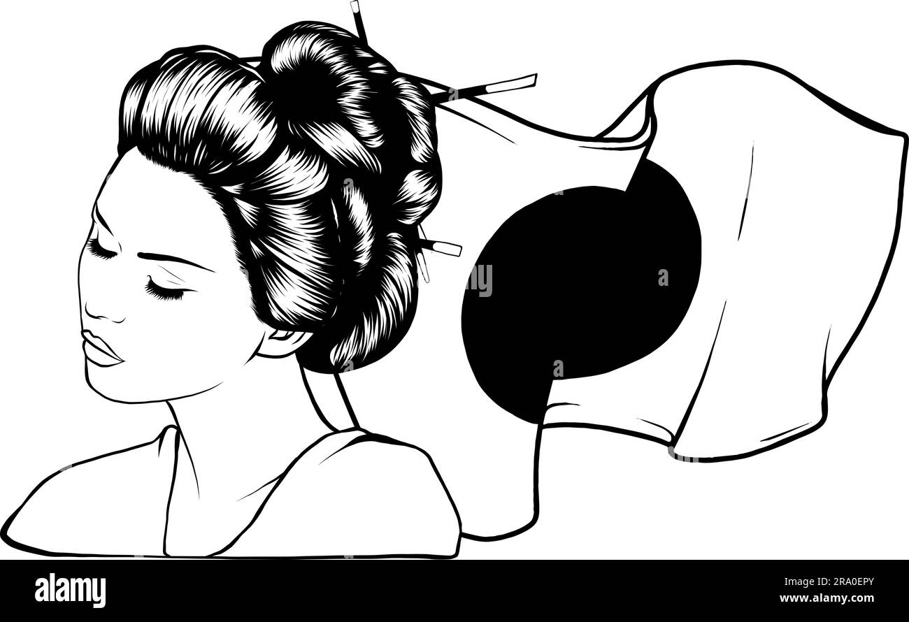 beautiful japanese geishablack and white vector portrait of asian ... beautiful japanese geishablack and white vector portrait of asian ...