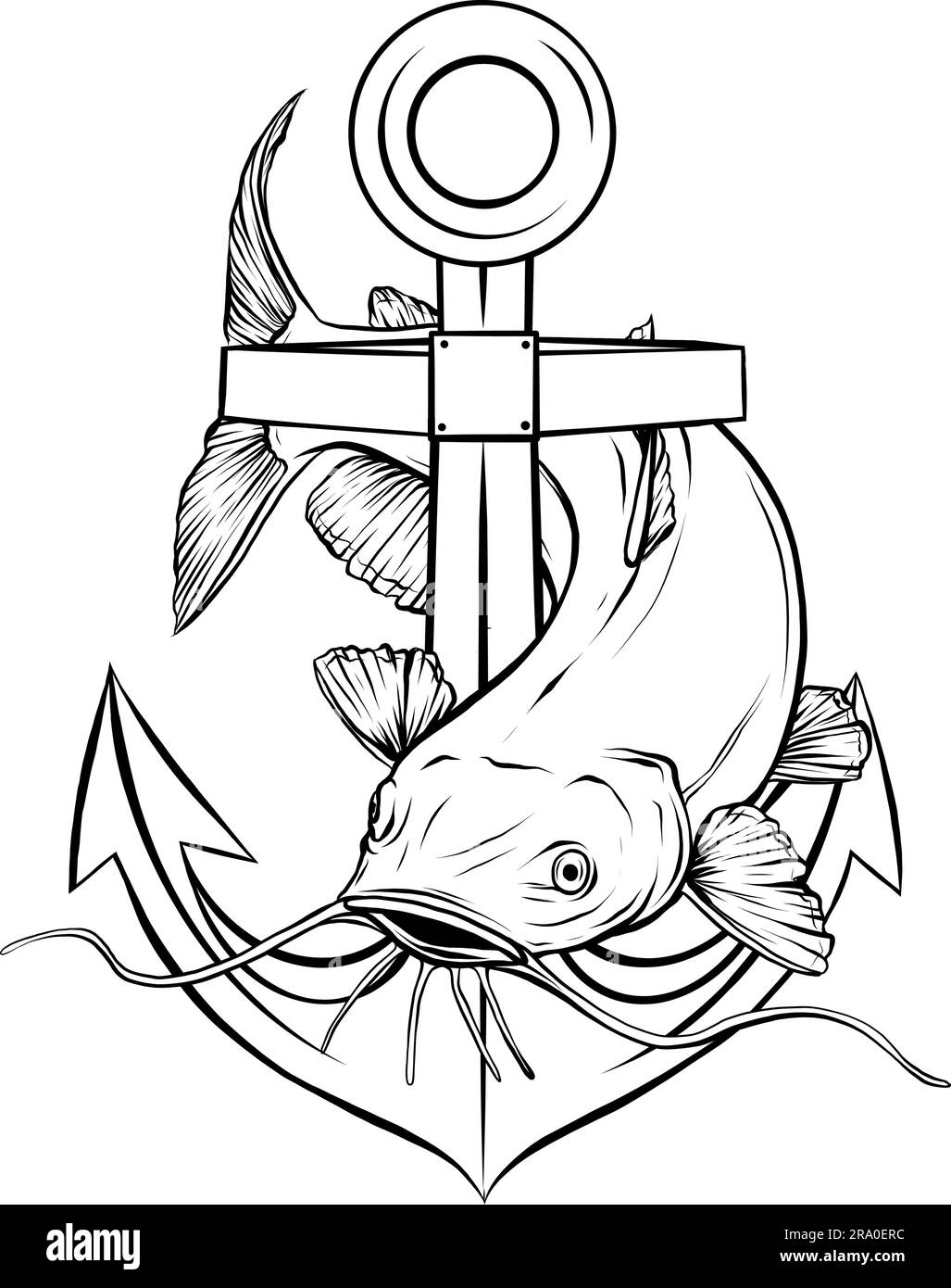 graphic catfish on white background, vector illustration Stock Vector ...