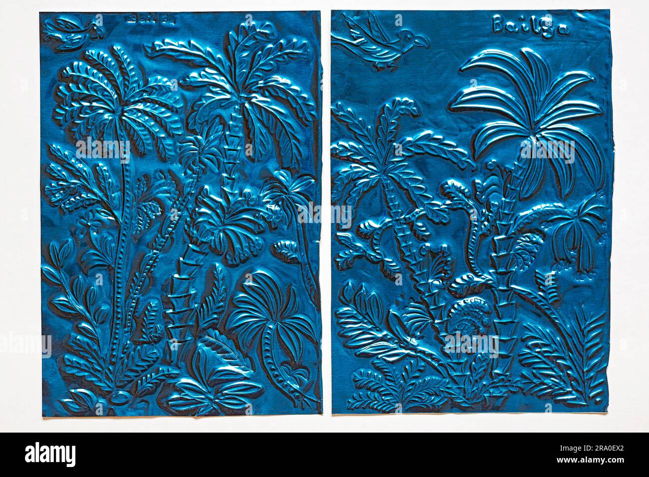 Palm trees, embossed sheet metal, pupil's drawing, class 3a, 1959 ...