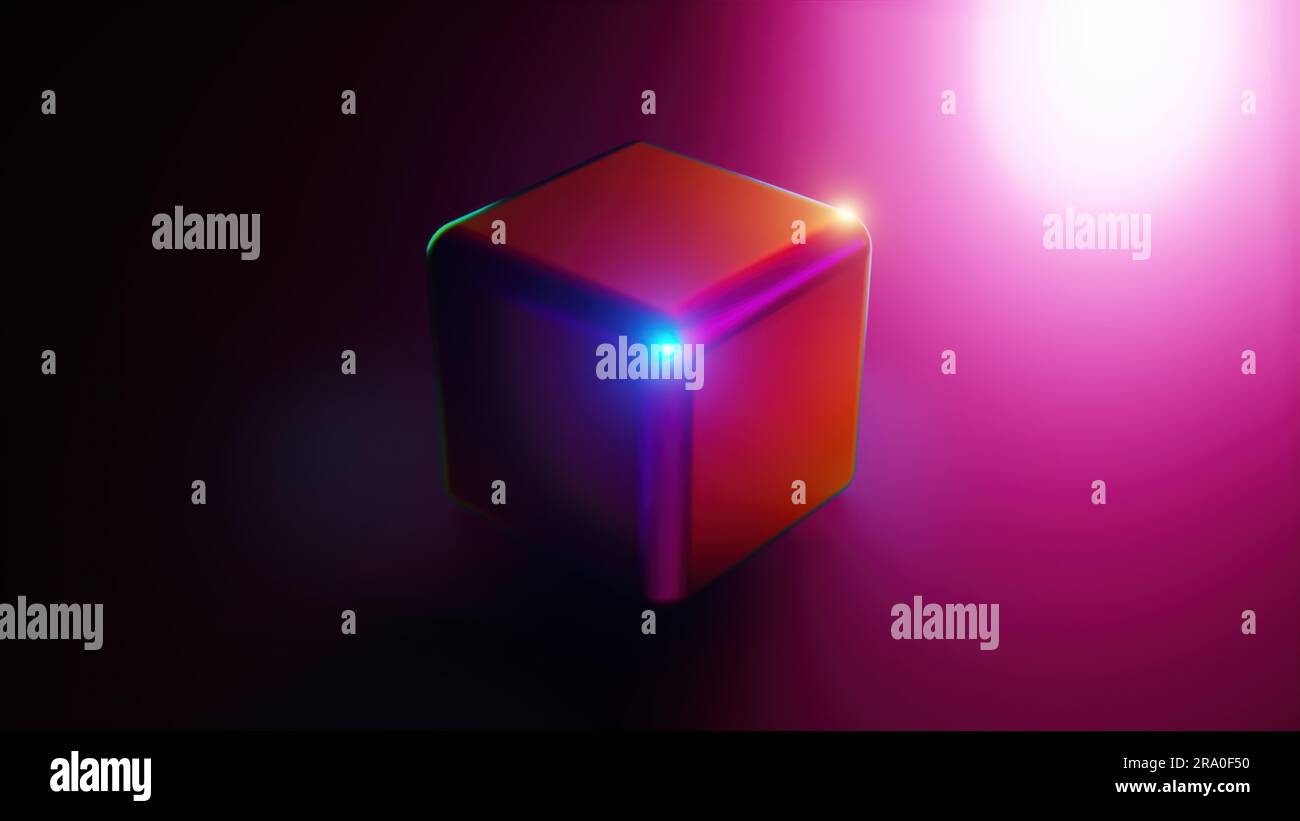 Rainbow light cube. Computer generated 3d render Stock Photo - Alamy