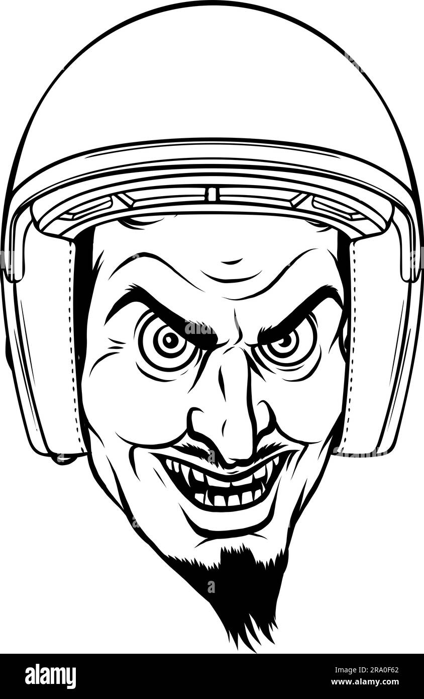 Hand drawn vector illustration of devil head outline Stock Vector Image ...