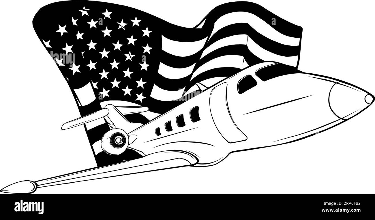 Airplane sketch black and white vector illustration Stock Vector Image ...