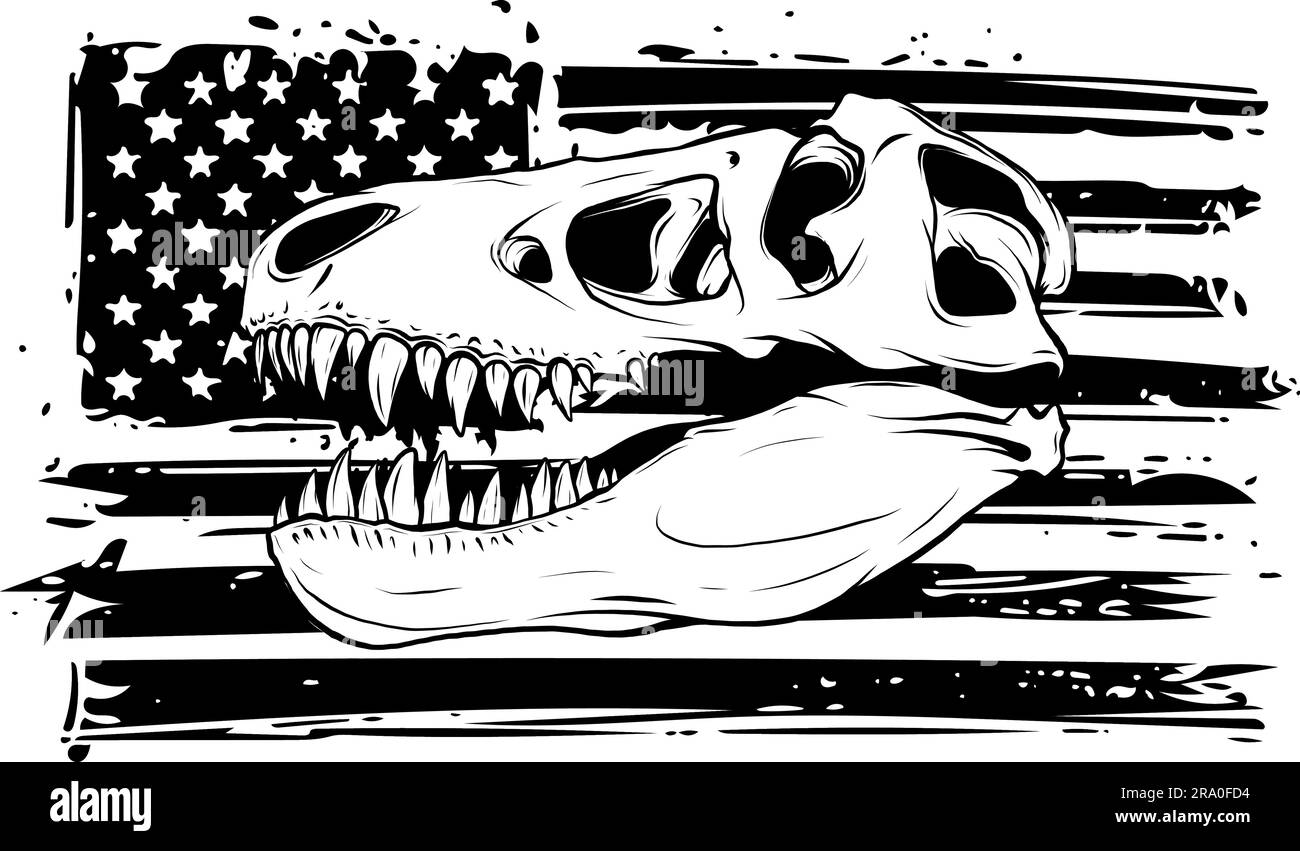 tyrannosaurus rex Dinosaur head in black and white outline vector illustration Stock Vector ...