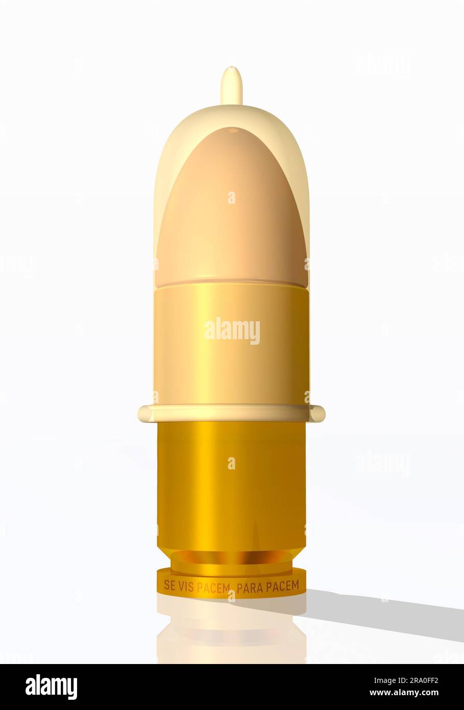 A bullet protected by a condom. A symbol of peace. Stop the war, stop ...