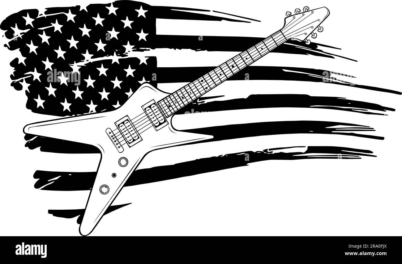 vector illustration of electric guitar line art Stock Vector Image ...