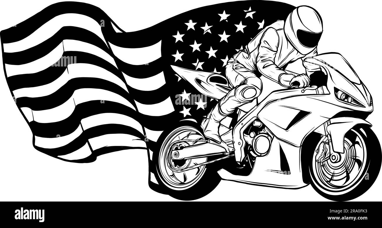 Super bike rider in outline icon vector illustration Stock Vector Image ...