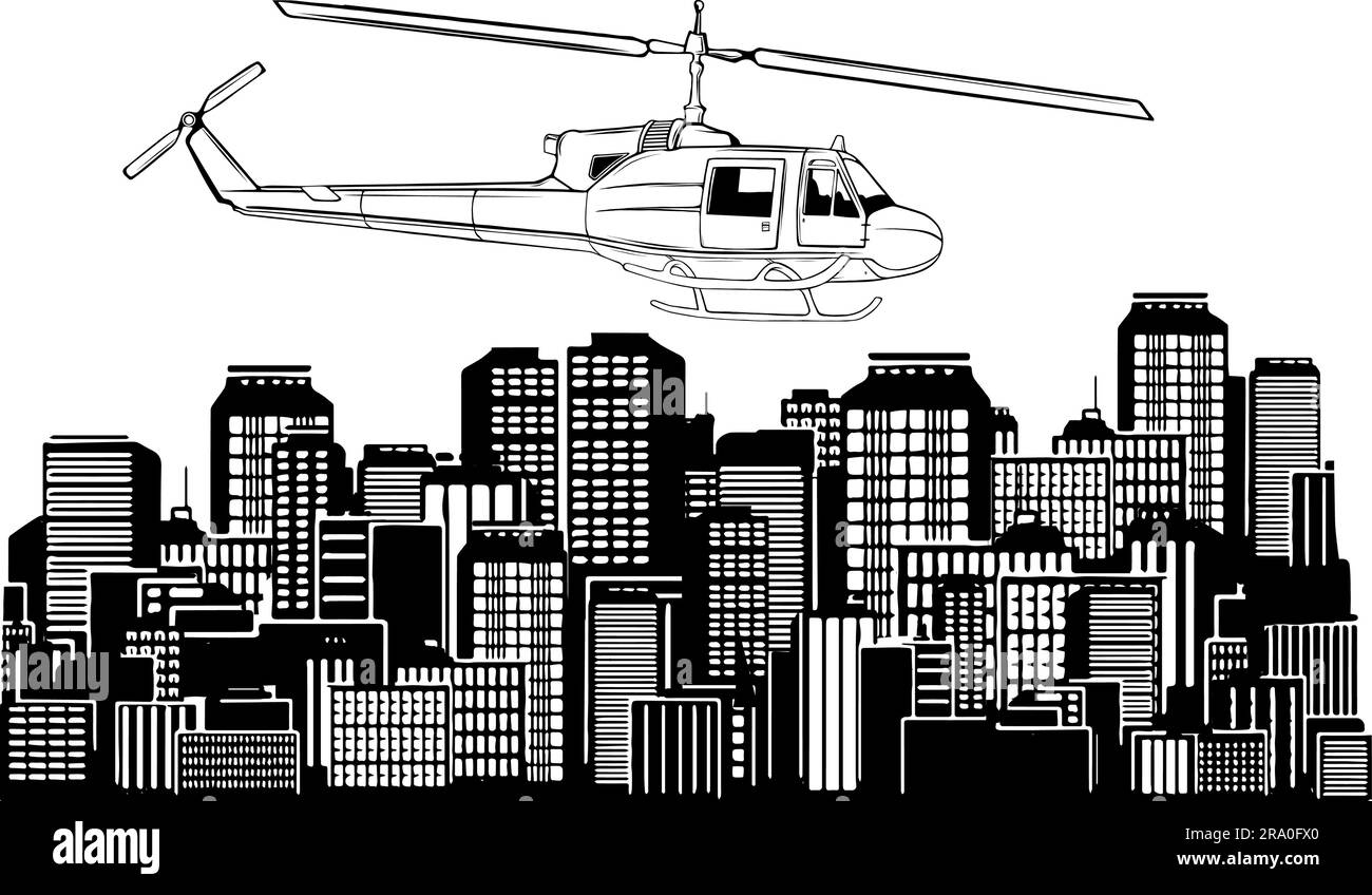 vector illustration of outline Helicopter design art Stock Vector Image ...