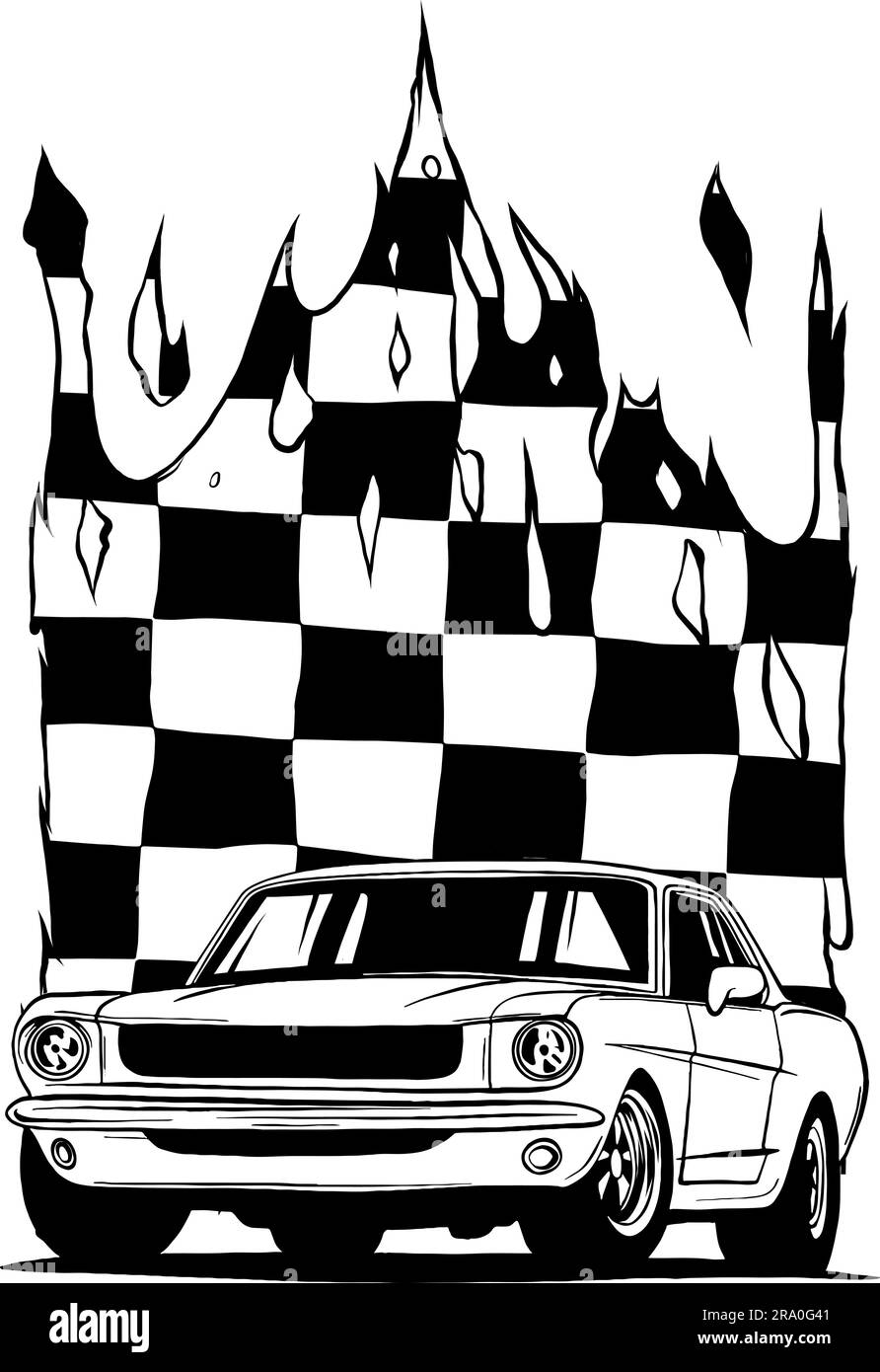 Muscle cars line art. Automotive vector illustration. Vintage sports ...
