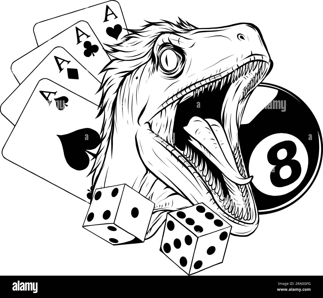 Hand drawn illustration of a raptor dinosaur outline Stock Vector Image ...