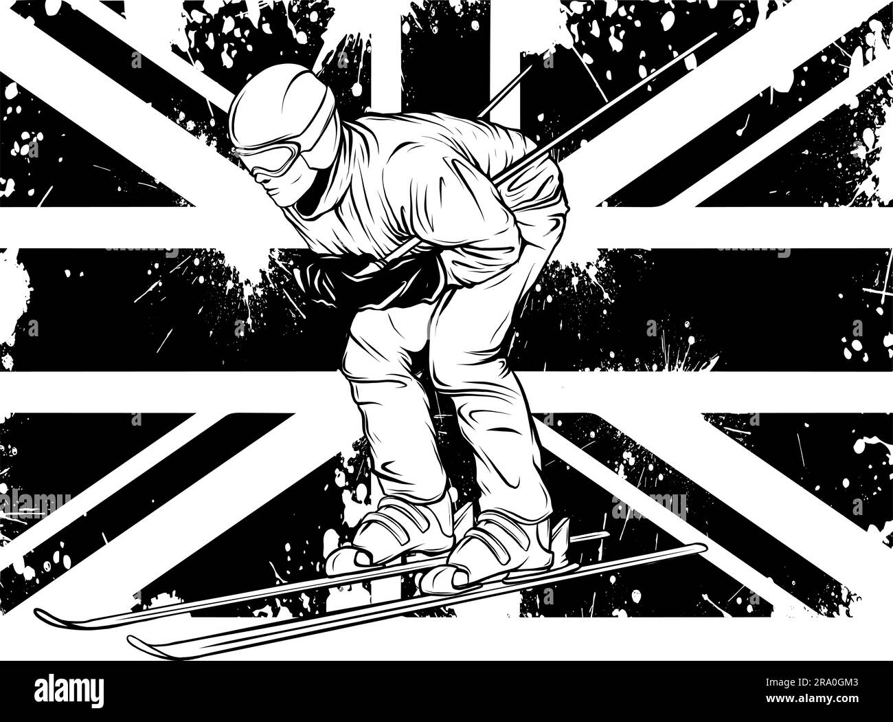 vector illustration of skiern in black outline Stock Vector Image & Art ...