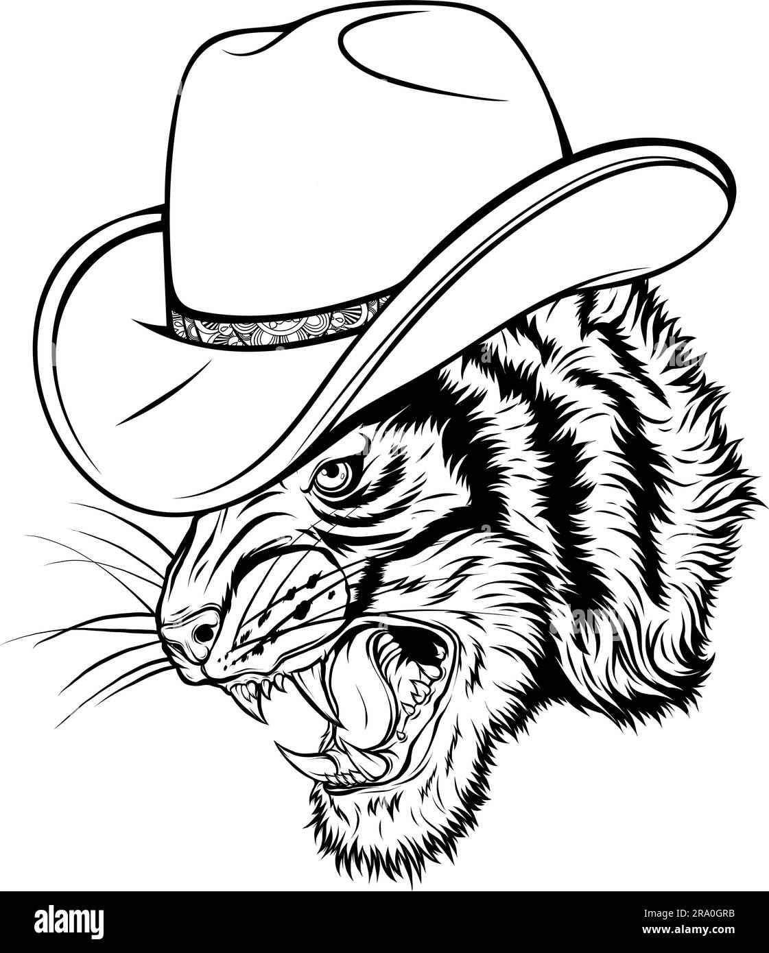 outline of Tiger head vector illustration design Stock Vector Image ...