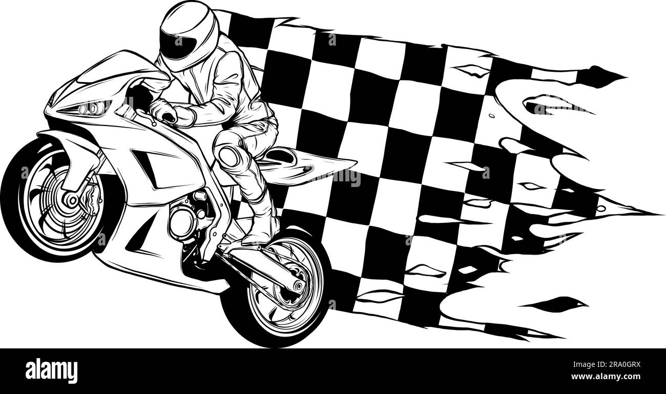 Super bike rider in outline icon vector illustration Stock Vector Image ...