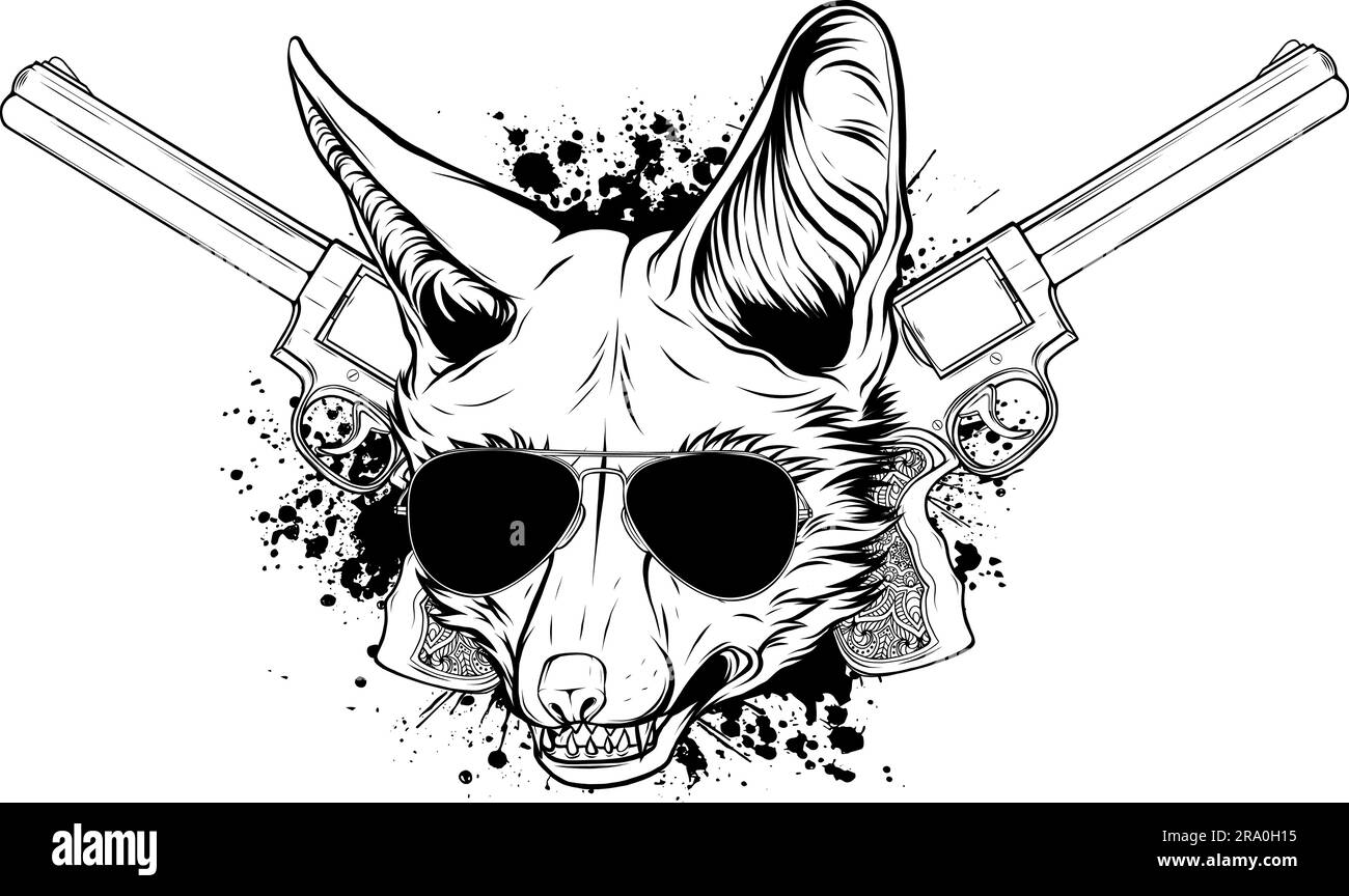 Fox head outline sketch vector. Hand drawn linear illustration Stock ...