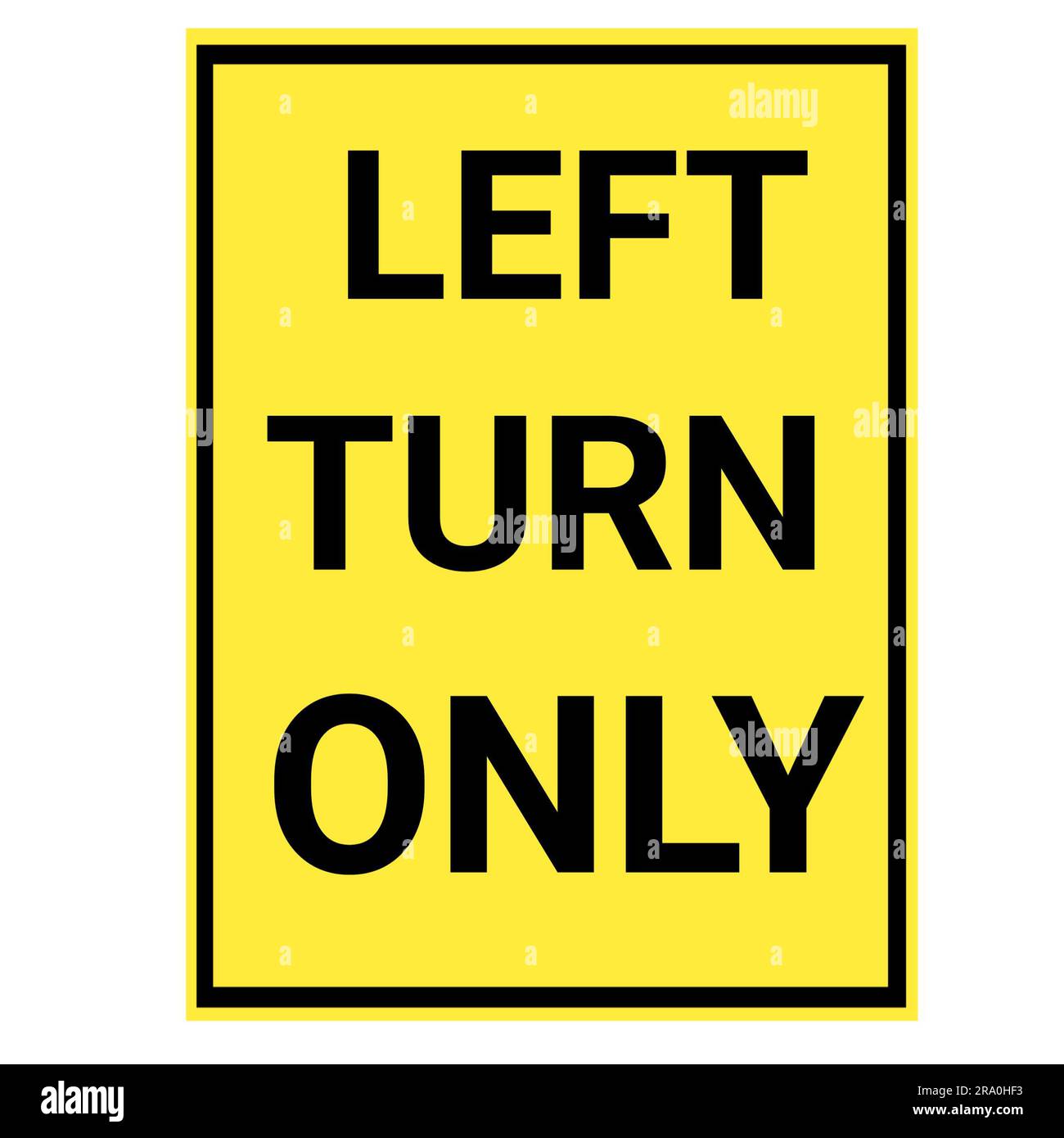 left turn only sign with yellow background Stock Photo - Alamy