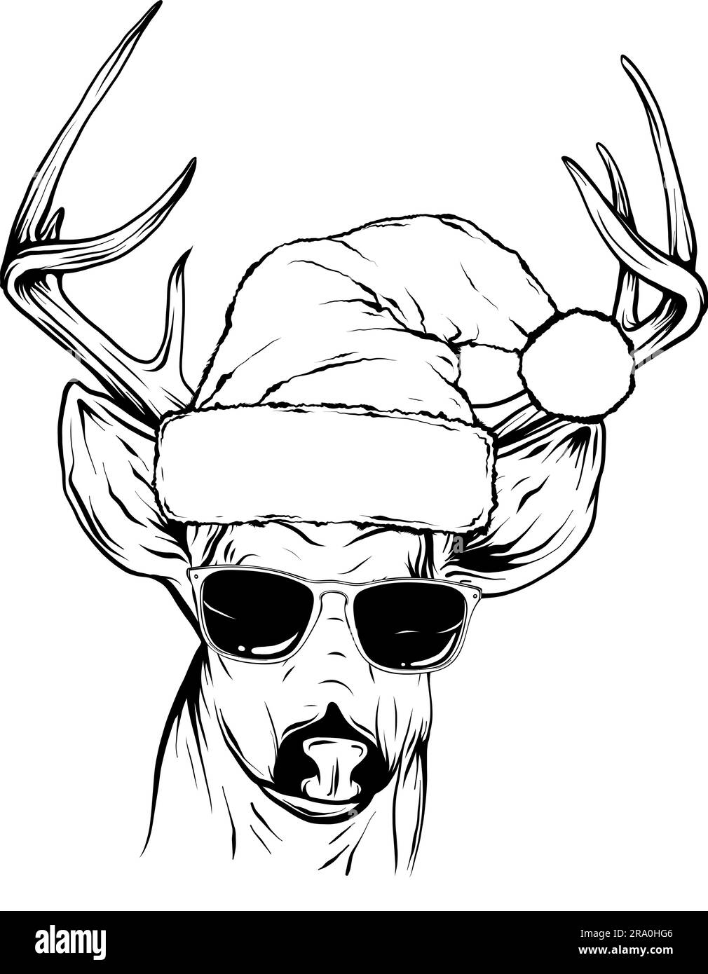 Deer head in black and white outline Stock Vector Image & Art - Alamy