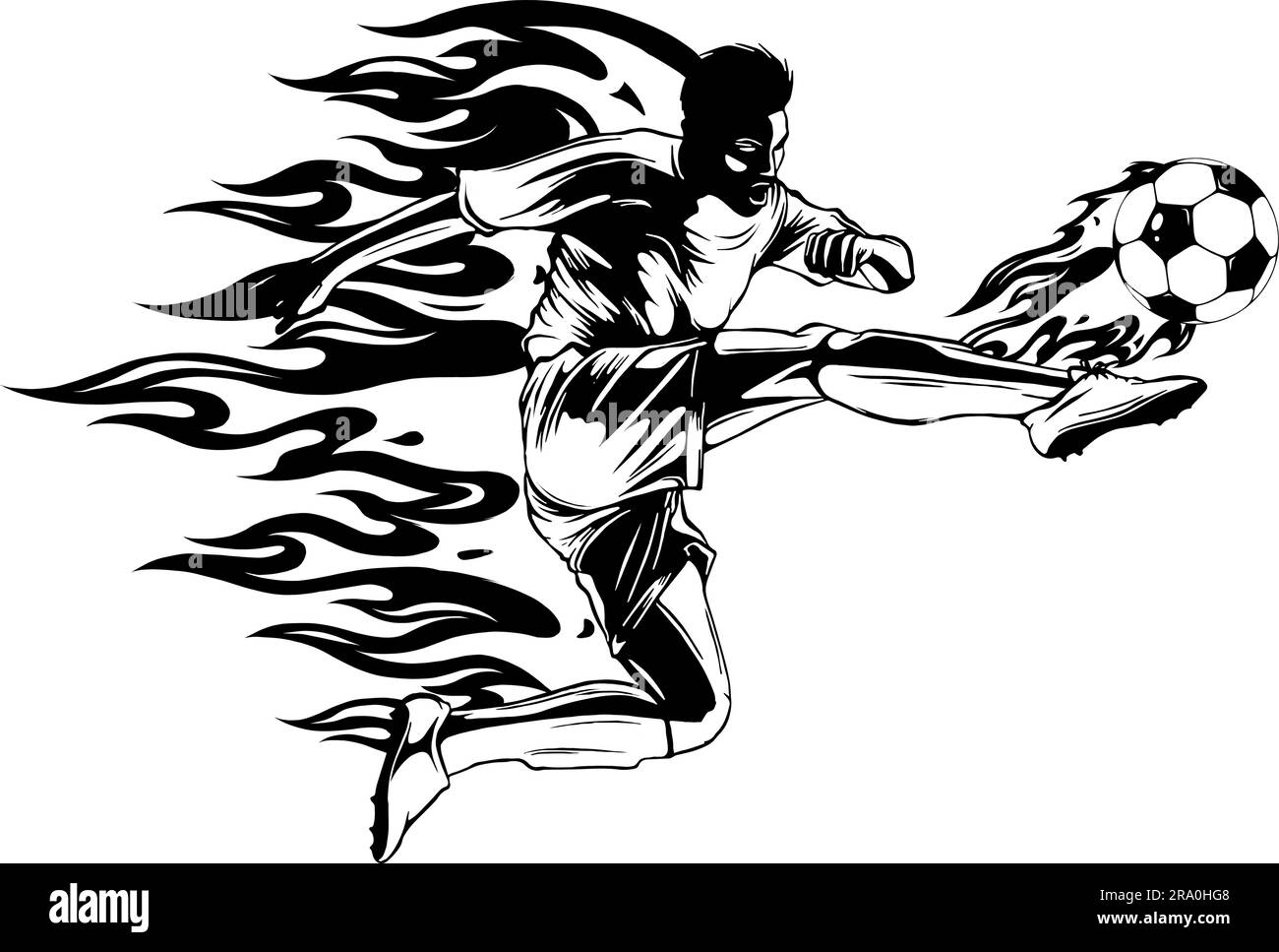 Football player silhouette practicing ball Cut Out Stock Images ...