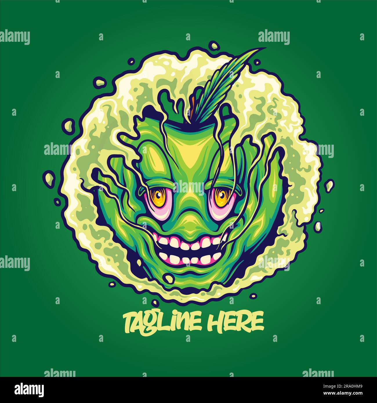 Sour apple puff weed strain logo illustrations vector illustrations for your work logo ...