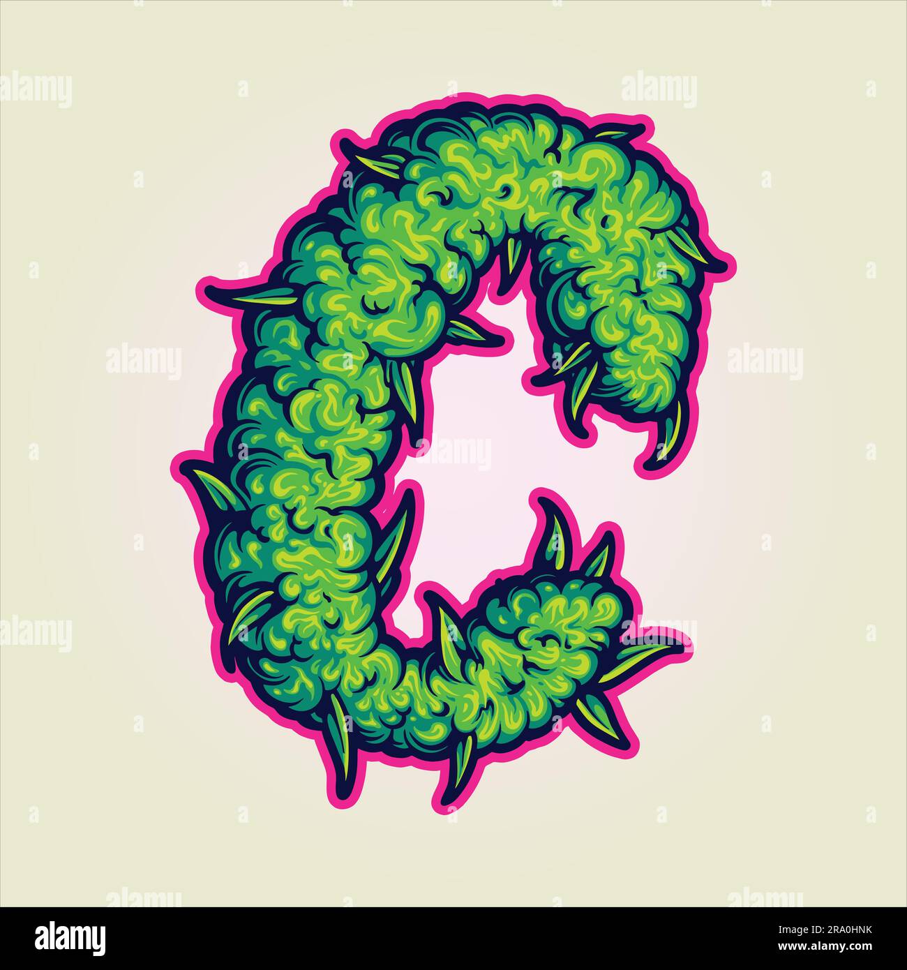 Monogram letter initial C with weed buds texture illustrations vector ...