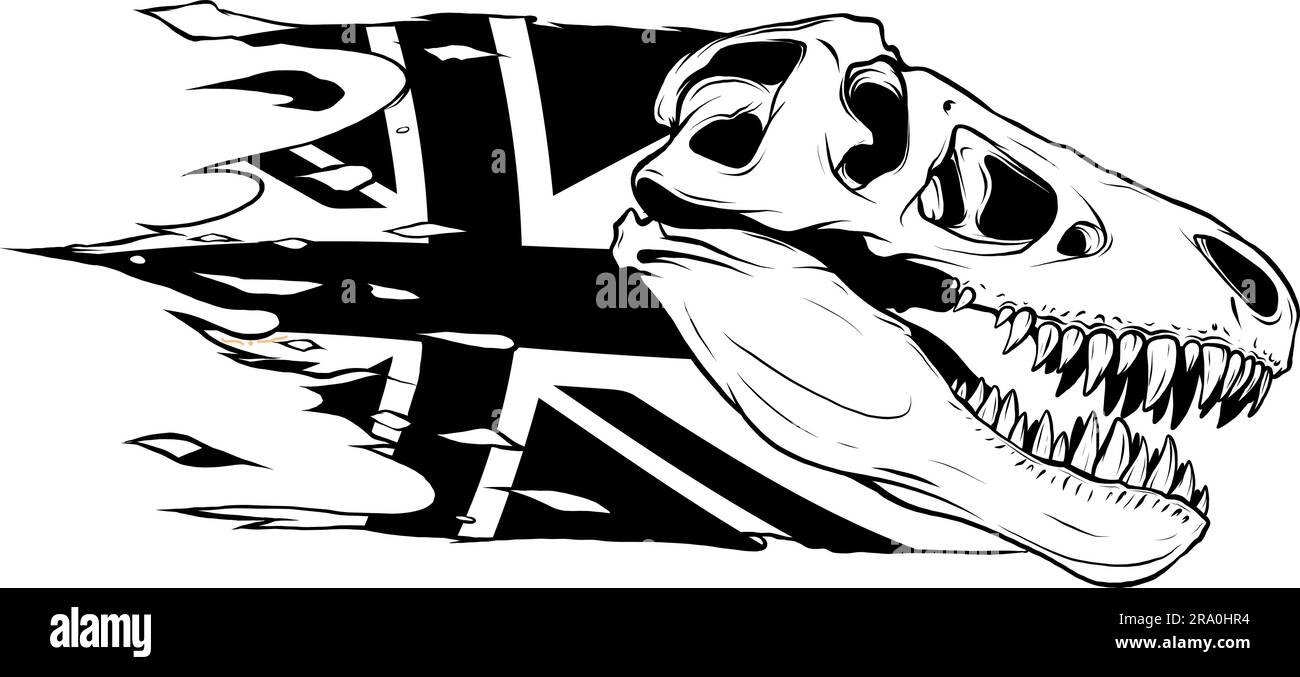 tyrannosaurus rex Dinosaur head in black and white outline vector ...