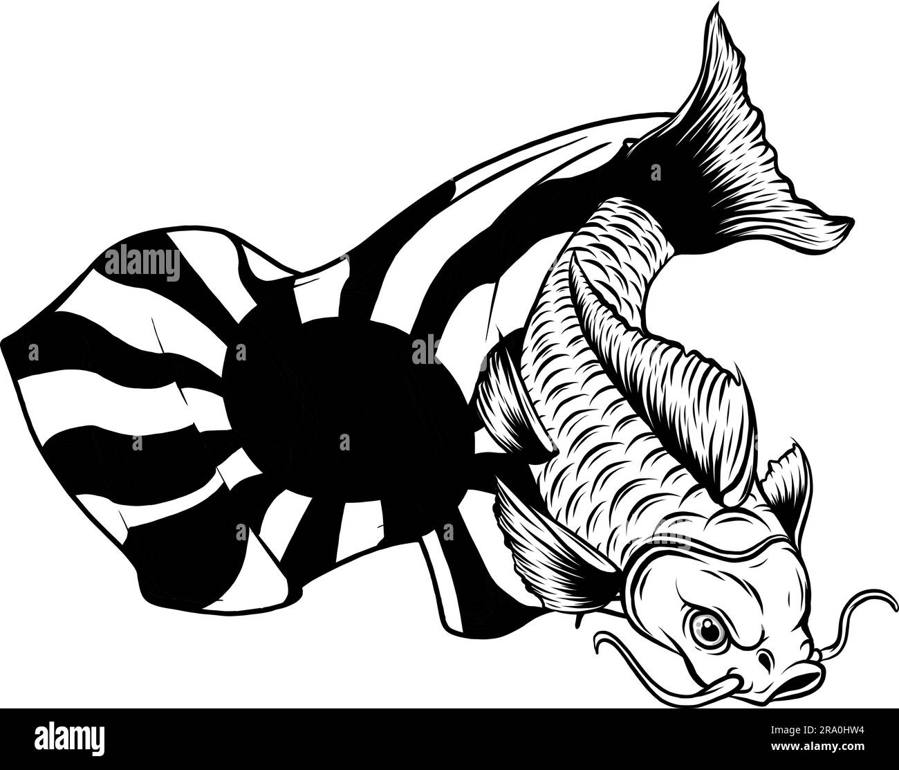 vector illustration of outline Carp fish design Stock Vector Image ...