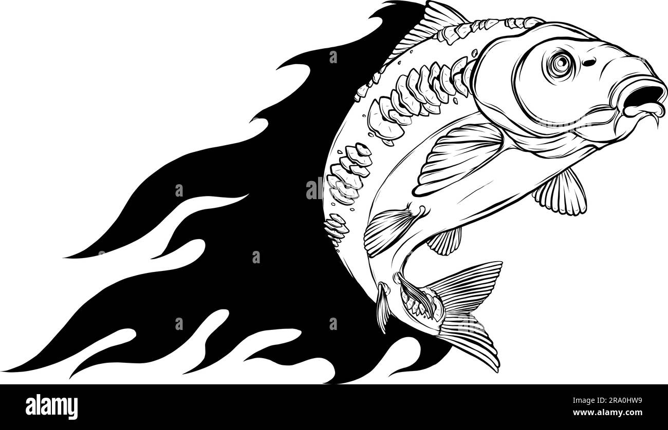 vector illustration of outline Carp fish design Stock Vector Image ...