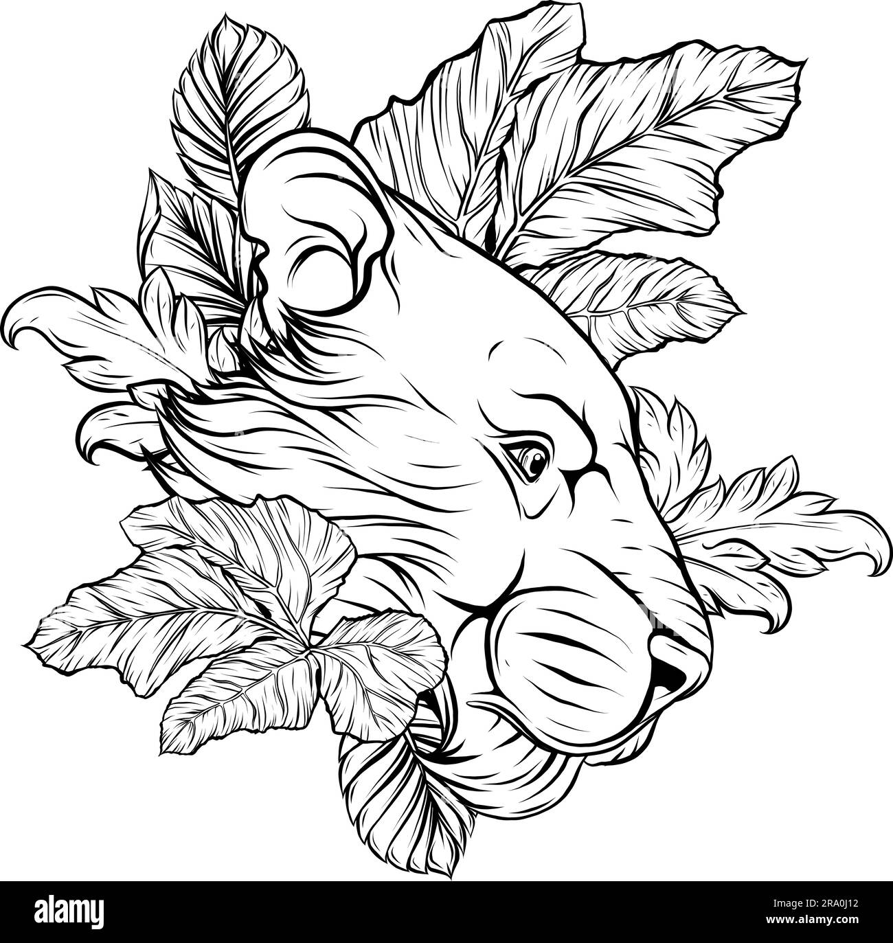 illustration vector of Lion head outline design Stock Vector Image ...