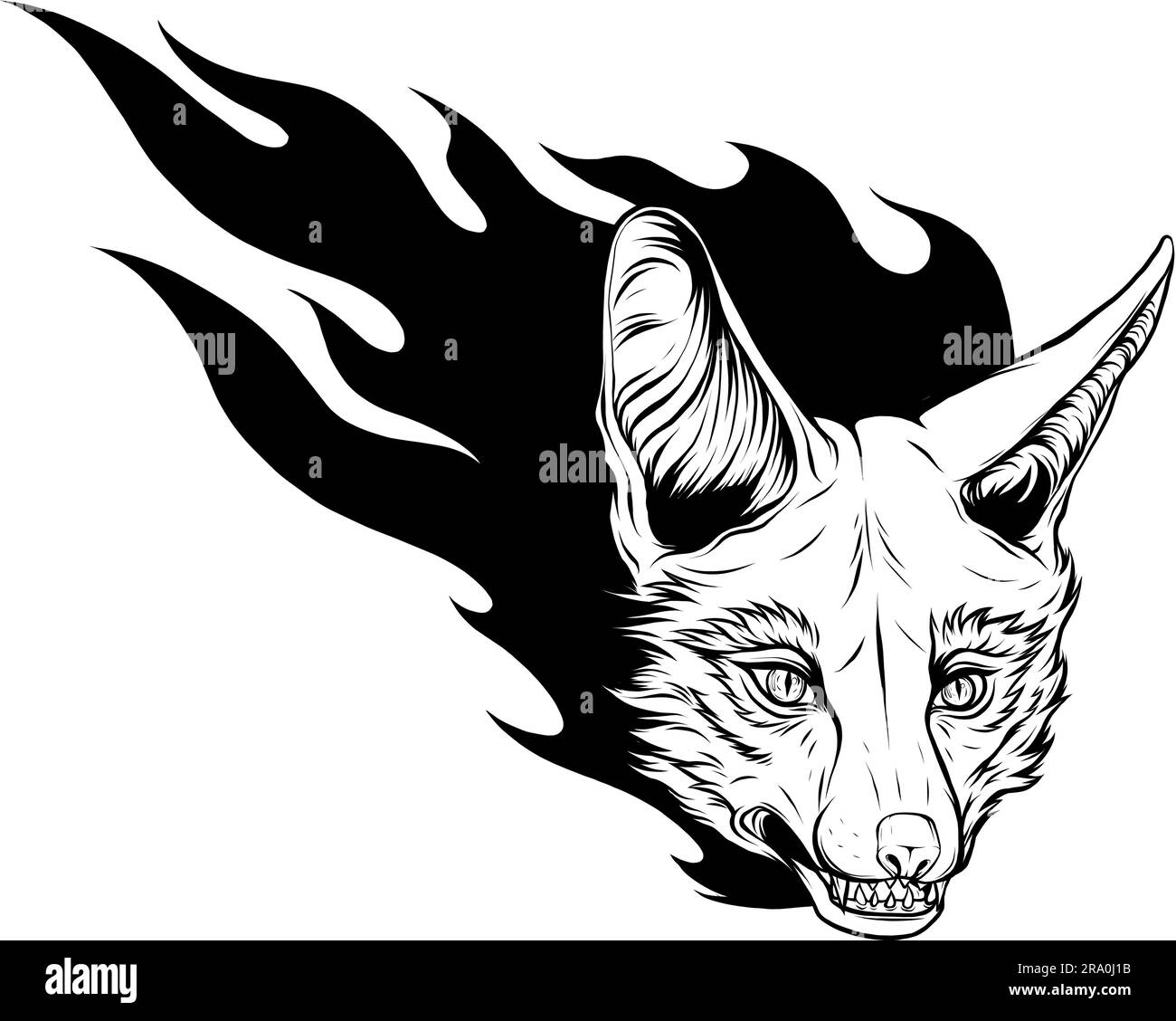 Fox head outline sketch vector. Hand drawn linear illustration Stock ...
