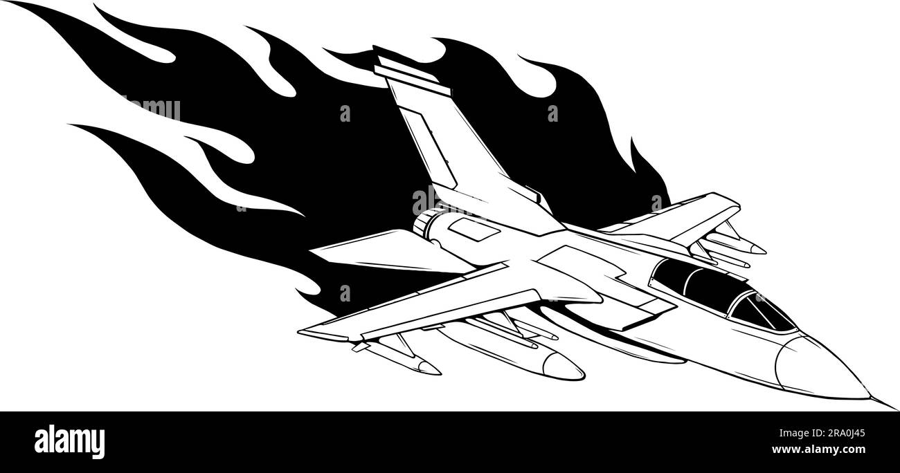 outline of jet fighter vector illustration design Stock Vector Image ...